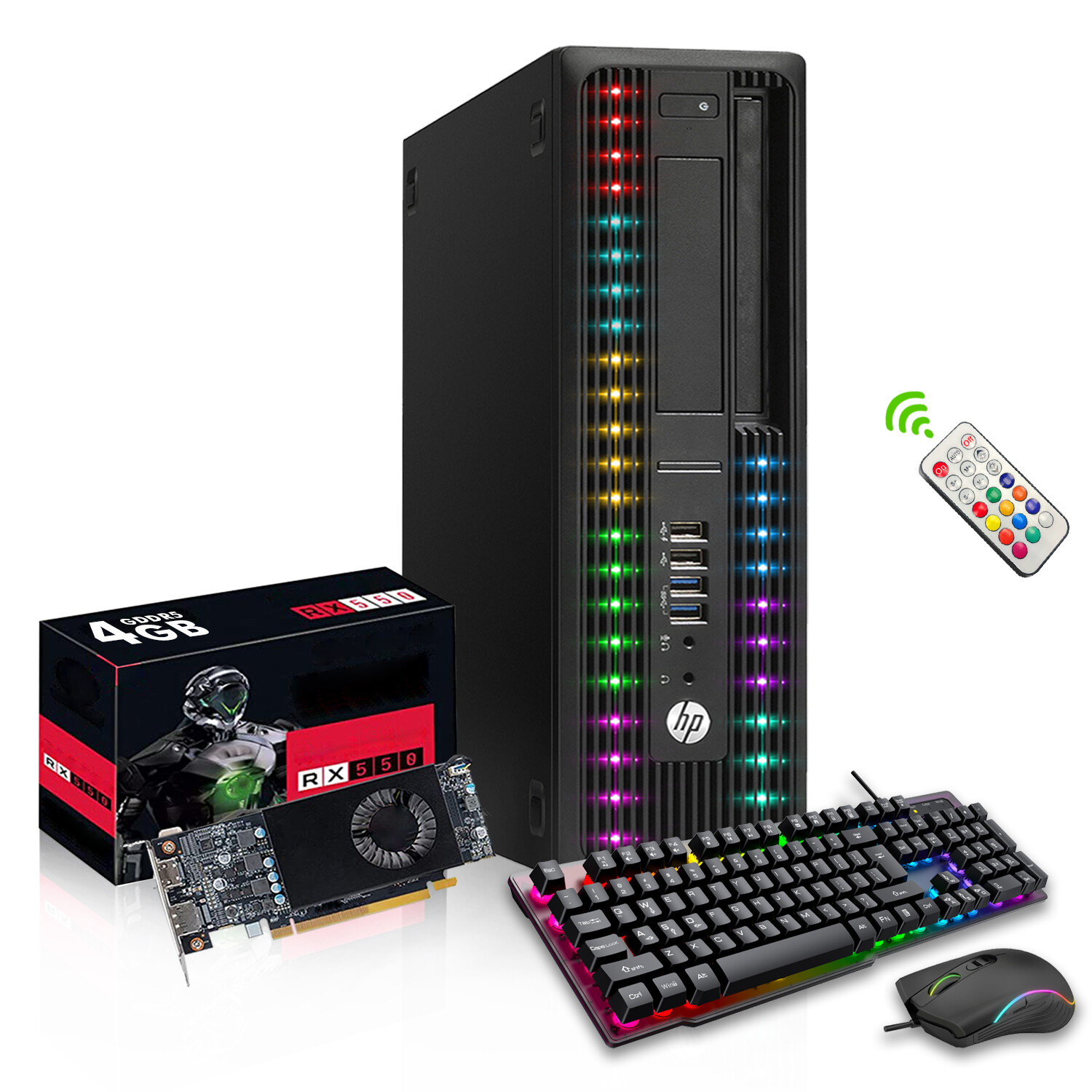 Desktop Computer Gaming PC RGB Nvidia GeForce GT1030 DDR5 AMD RX550 4GB ...