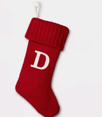 Wondershop Monogram Christmas Stocking Letter D Initial Red Knit Target ...