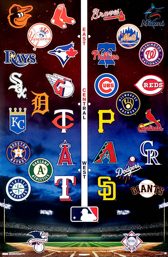 MLB Major League Baseball ALL 30 TEAM LOGOS Official 22x34 WALL POSTER ...