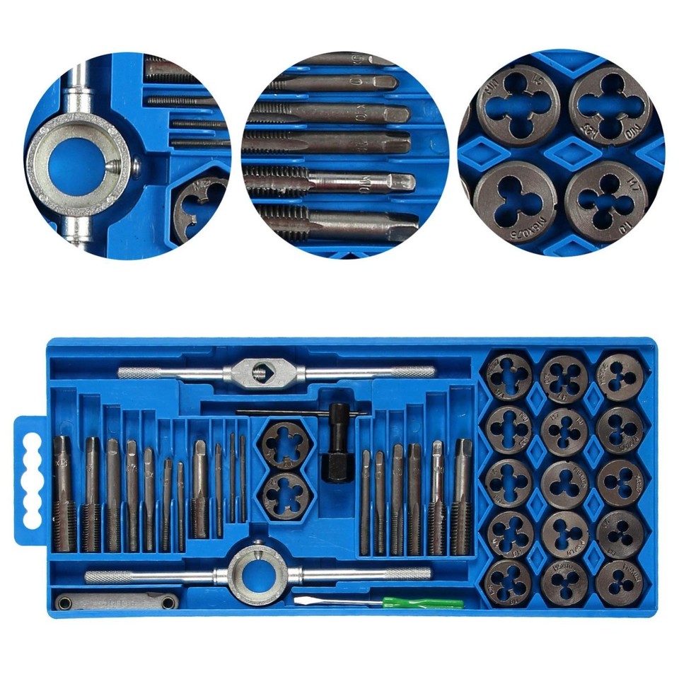 40X Metric Wrench Tap And Die Set Cuts M3-M12 Bolts Engineers Kit With ...
