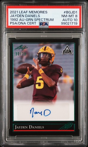 2021 LEAF MEMORIES 1992 AUTO GREEN SPECTRUM JAYDEN DANIELS /35 PSA 8 ...