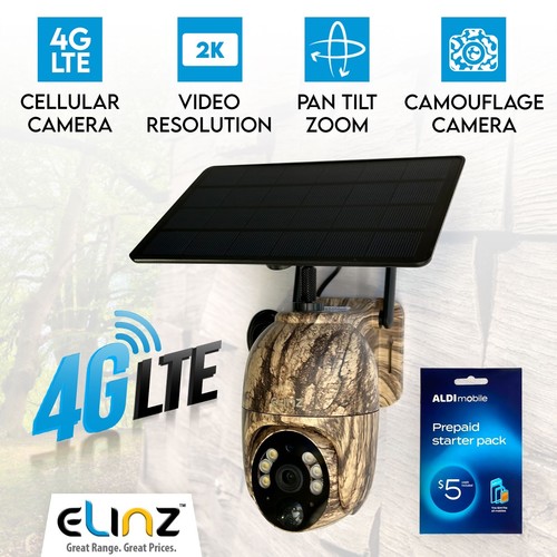 4G PTZ Solar Camouflage Outdoor Security Camera 2K IP65 Wildlife CCTV ...