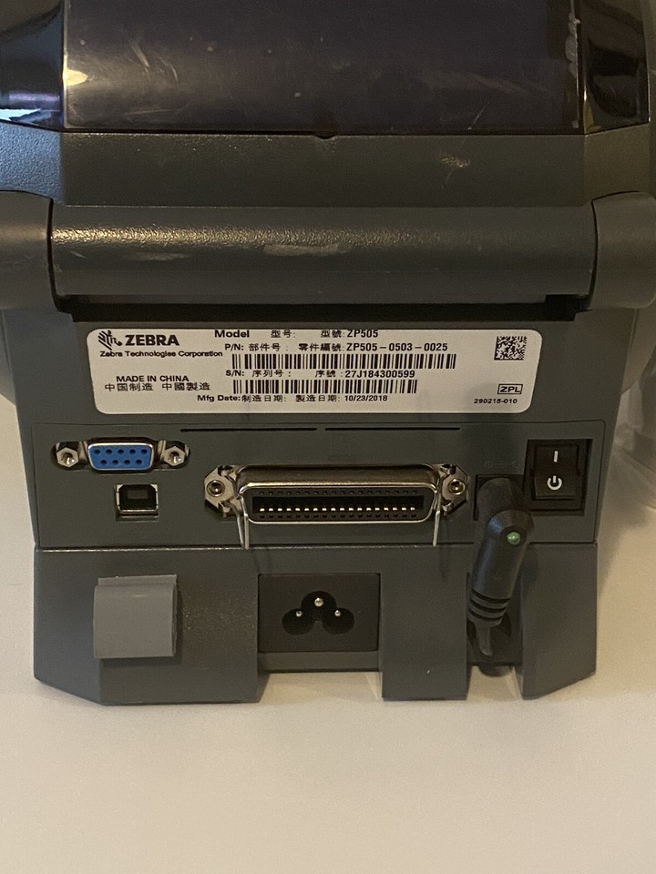 Zebra ZP505 Thermal Label Printer Serial/Parallel With Labels & Cables ...