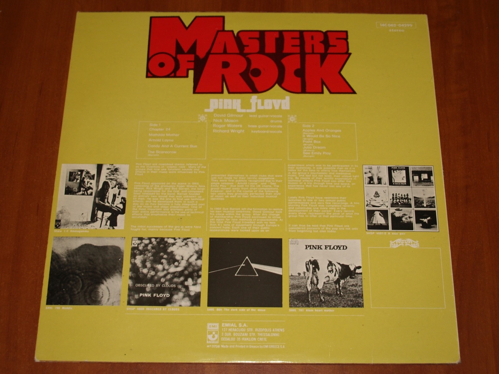 PINK FLOYD MASTERS OF ROCK LP *RARE* 1974 EMI VINYL UNIQUE COVER GREEK ...