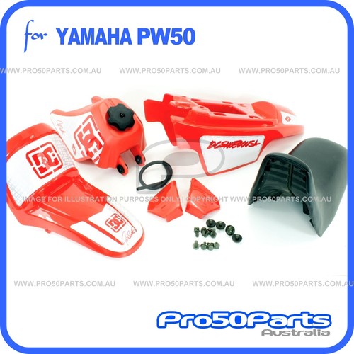YAMAHA PW50 Red Plastic Fender Kit + Tank + Black Seat + DC Decal ...