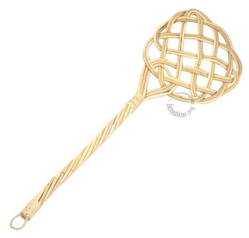 TEPPICHKLOPFER RATTAN handgearbeitet 76 cm Ø 24,5 cm Ausklopfer Teppich ...