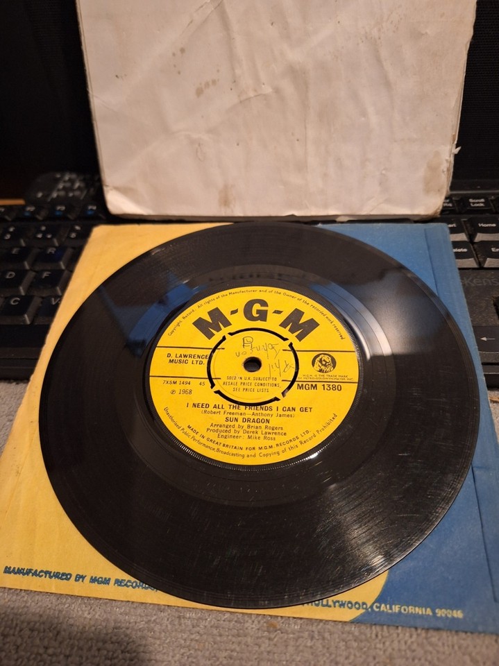 SUN DRAGON GREEN TAMBOURINE MGM PSYCH UK VG- 7" 45 VINYL RECORD SINGLE ...
