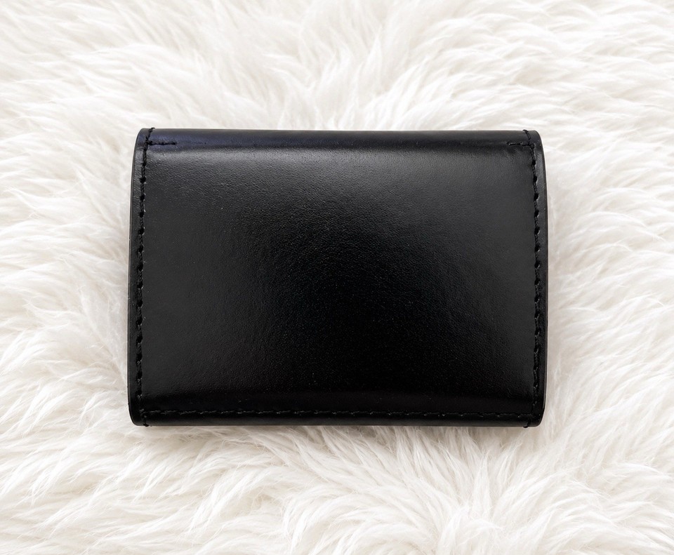 Dijiani Black Embossed Faux Leather Wallet Card Holder Minimalist Fold ...