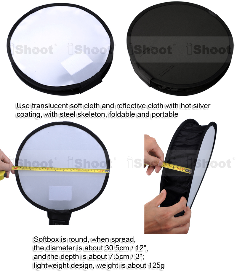 30cm Easy-fold Round Mini Flash Softbox Diffuser Reflector for Sony ...
