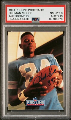 Herman Moore 1991 Proline Portraits Signed Rookie Card Autographed PSA ...