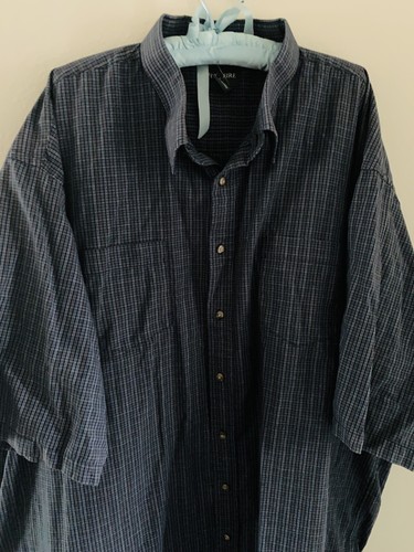 4XLT Fox Fire Dark Blue Plaid Check Button Shirt 4XT 4XL Tall Foxfire ...