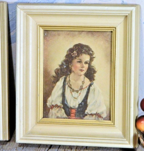 Vintage Wall Art Prints Chico & Elena 7"X6" White Wood Framed Set 2 | eBay