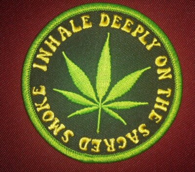 inhale the Sacred smoke 3" Round Pot Weed Embroidered patch | eBay