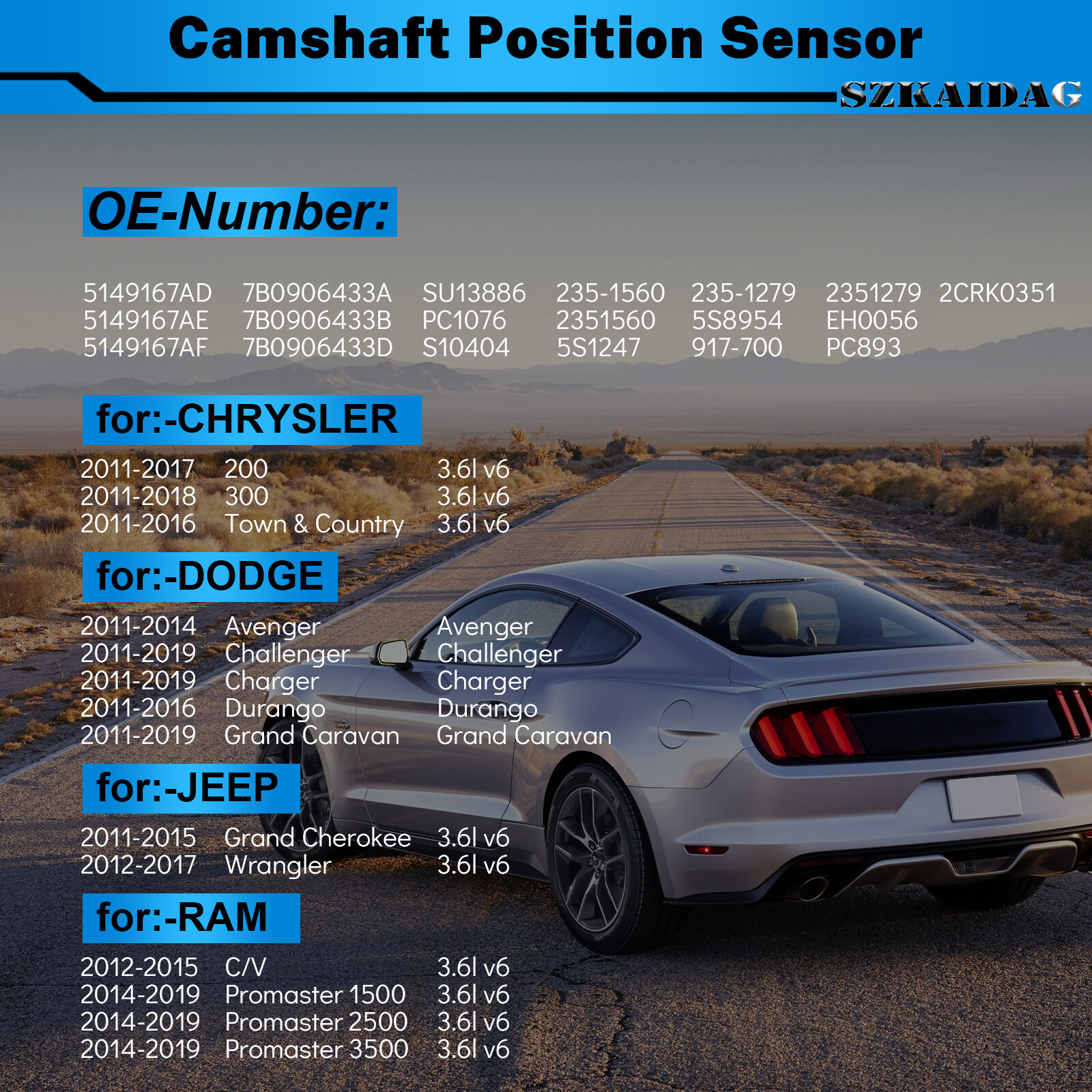 Crankshaft Position Sensor 5149167AD for CHRYSLER 300 DODGE Charger ...