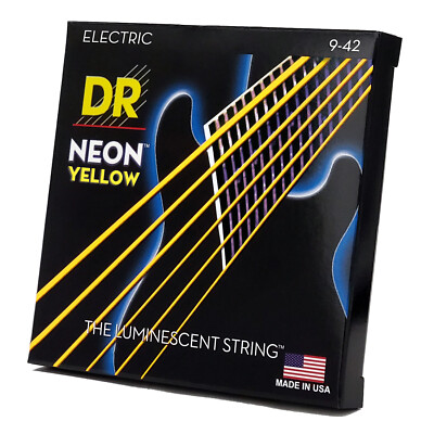 DR Strings Hi-Def Neon Yellow Colored Electric Guitar Strings: Light 9 ...