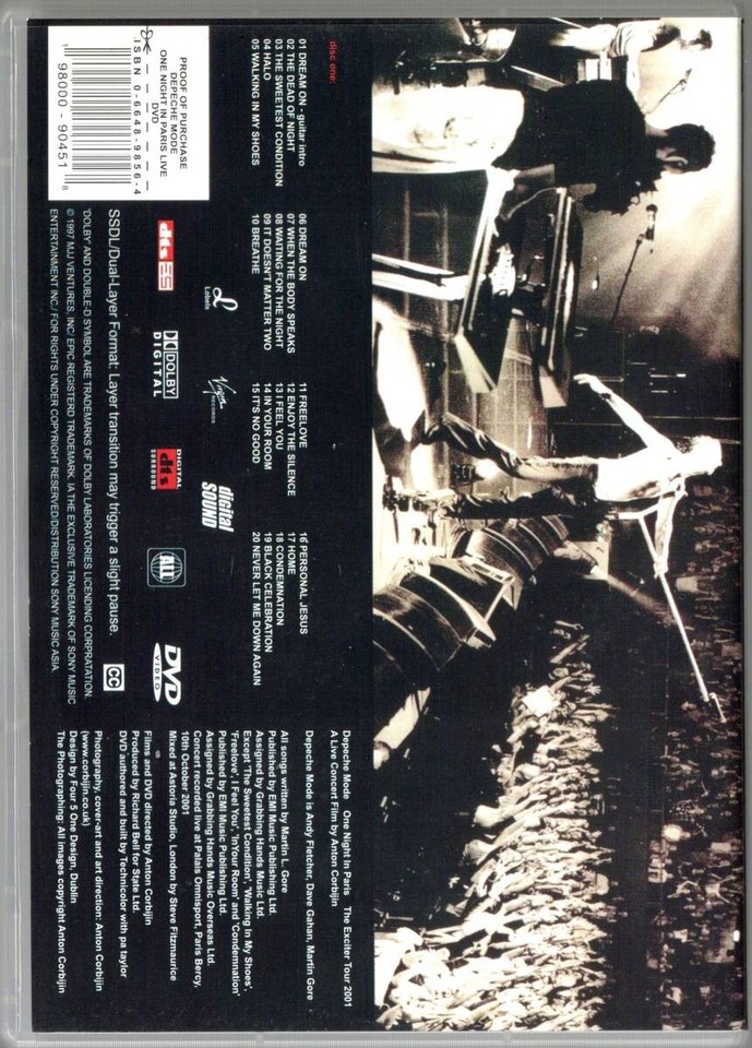 DEPECHE MODE [DVD] ONE NIGHT IN PARIS [PAL] DePECH Mode | eBay