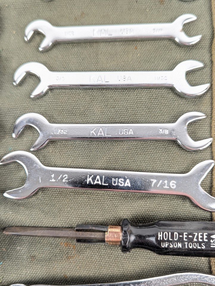 US Military American Kal Tool Kit Canvas Roll Upson Wilde SAE Wrench ...
