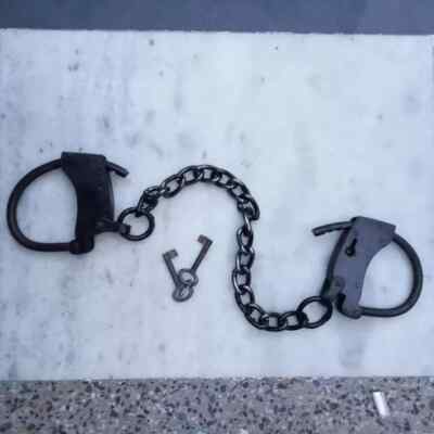 Deptartment Handcuffs Man Cave Patina Collector Handcuff with key | eBay