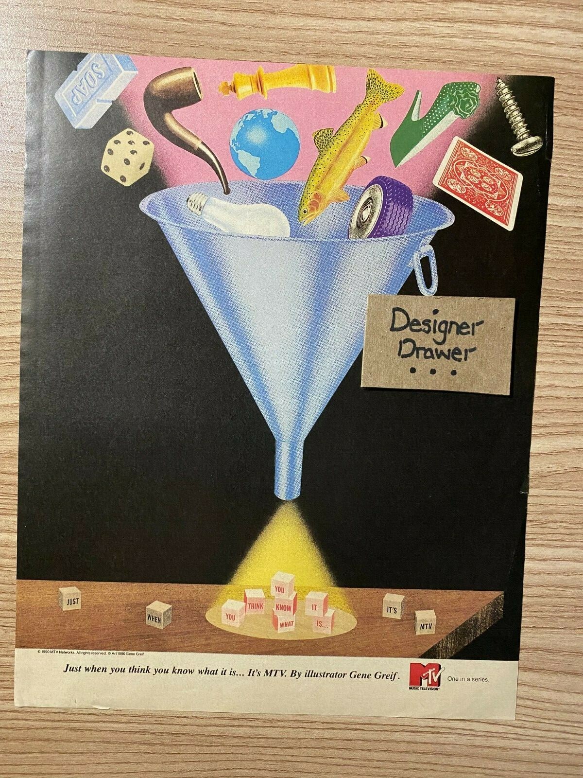 MTV Music Television Vintage 1990 Illustrated Print Ad Advertisement ...