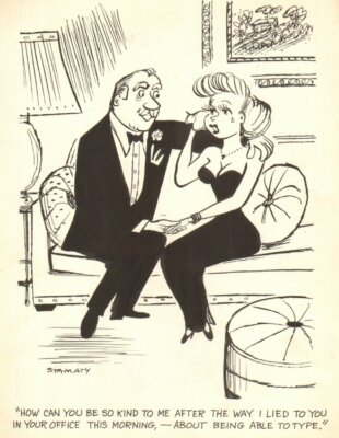 Boss / Secretary Crying Gag - 1958 Humorama art by Stanley Stamaty | eBay