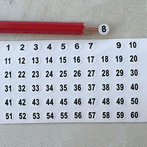 6mm White Round Number Dot Adhesive Stickers Marks Label Waterproof ...