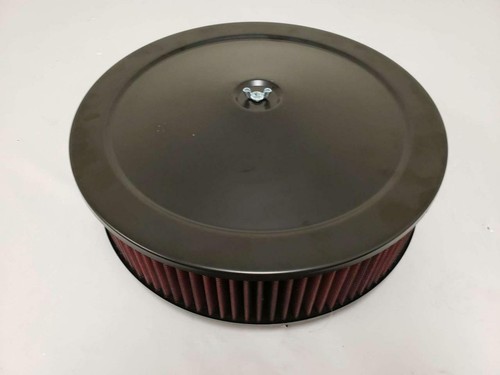14" x 4" Black Steel Air Cleaner Kit with Washable Filter Flat Base & 5 ...