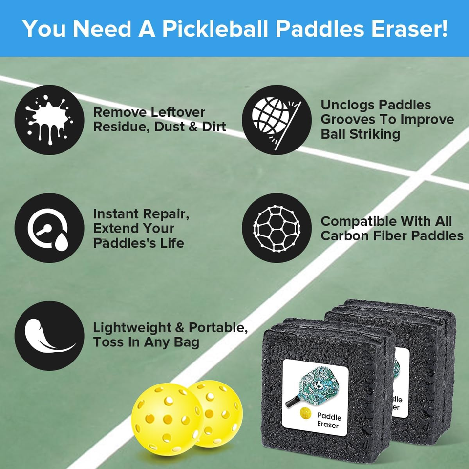 2Pcs Pickleball Paddle Eraser Carbon Fiber Racket Dust Remover Cleaner ...