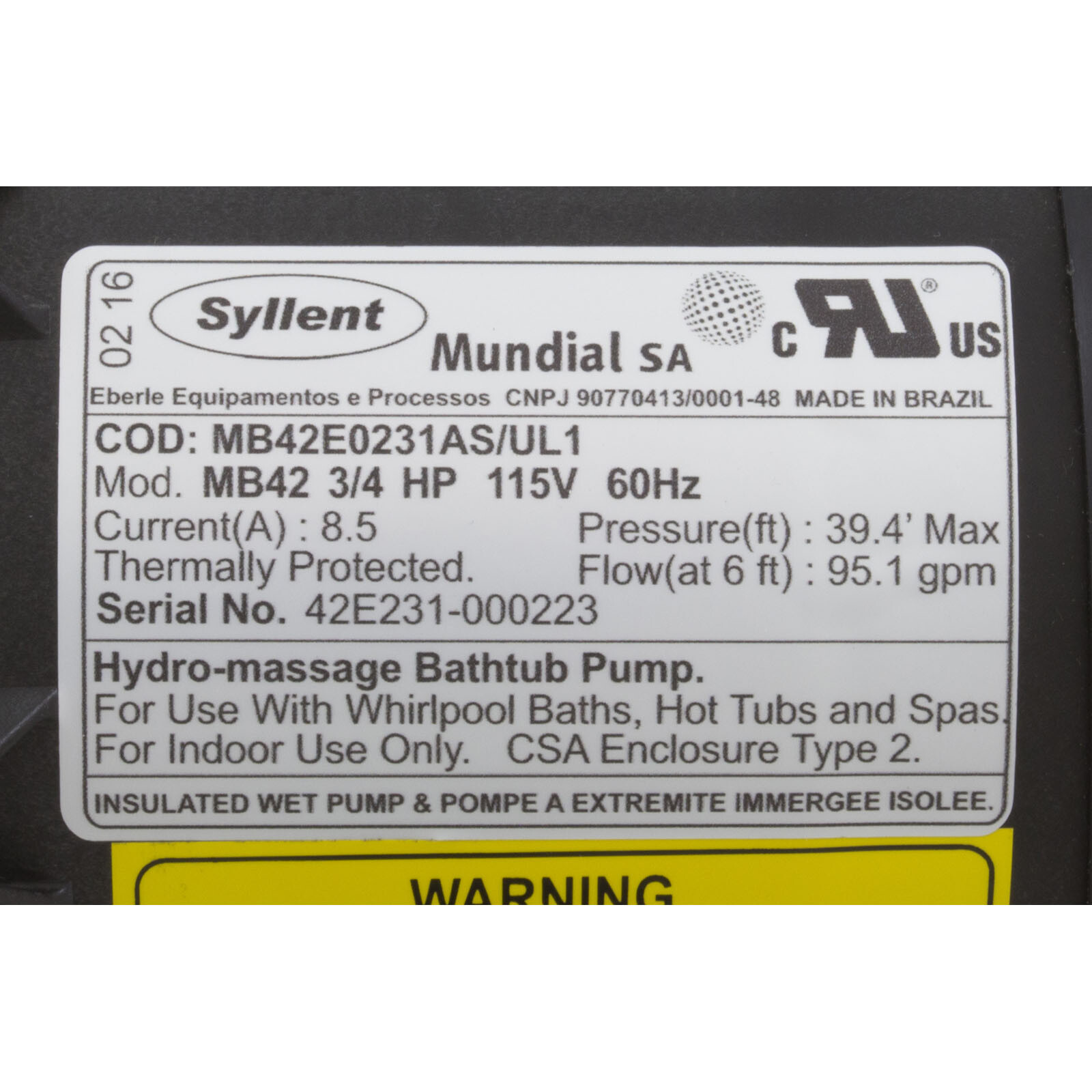 Pump, Syllent, 0.75 Horsepower, 115v, Nema Plug | eBay