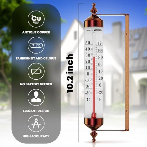 10.2 inches Steel Outdoor Thermometer Large Numbers Vintage | eBay
