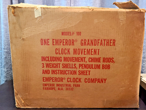 NOS Vintage New Emperor 100M Grandfather Clock Movement Kit Open Carton ...