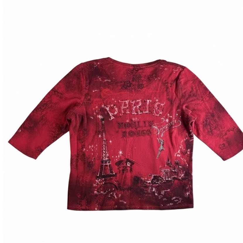 ALLISON DALEY Paris Eiffel Tower Moulin Rouge Graphic Top Parisian Chic ...