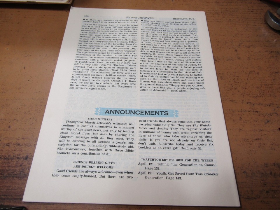 The WATCHTOWER Jehovah's Witness Journal 1964 March 1 | eBay