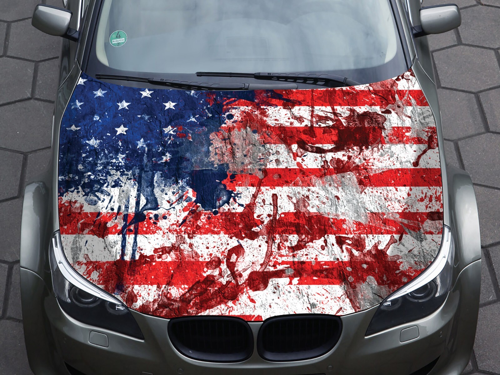 American Flag Car Hood Wrap Decal Vinyl Sticker Full Color Graphic Fit ...