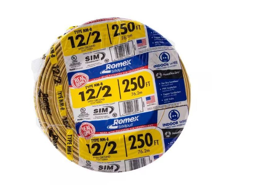 New ! 250 ft. 12/2 Solid Romex SIMpull CU NM-B W/G Wire, Yellow - Free ...