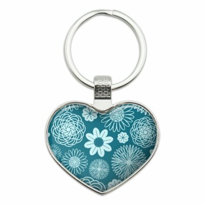 Geometric Flower Pattern Keychain Heart Love Metal Key Chain Ring | eBay
