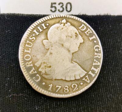 1782 M.I. (PERU UNDER SPAIN, LIMA MINT) 2 REALES CARLOS III SILVER COIN ...