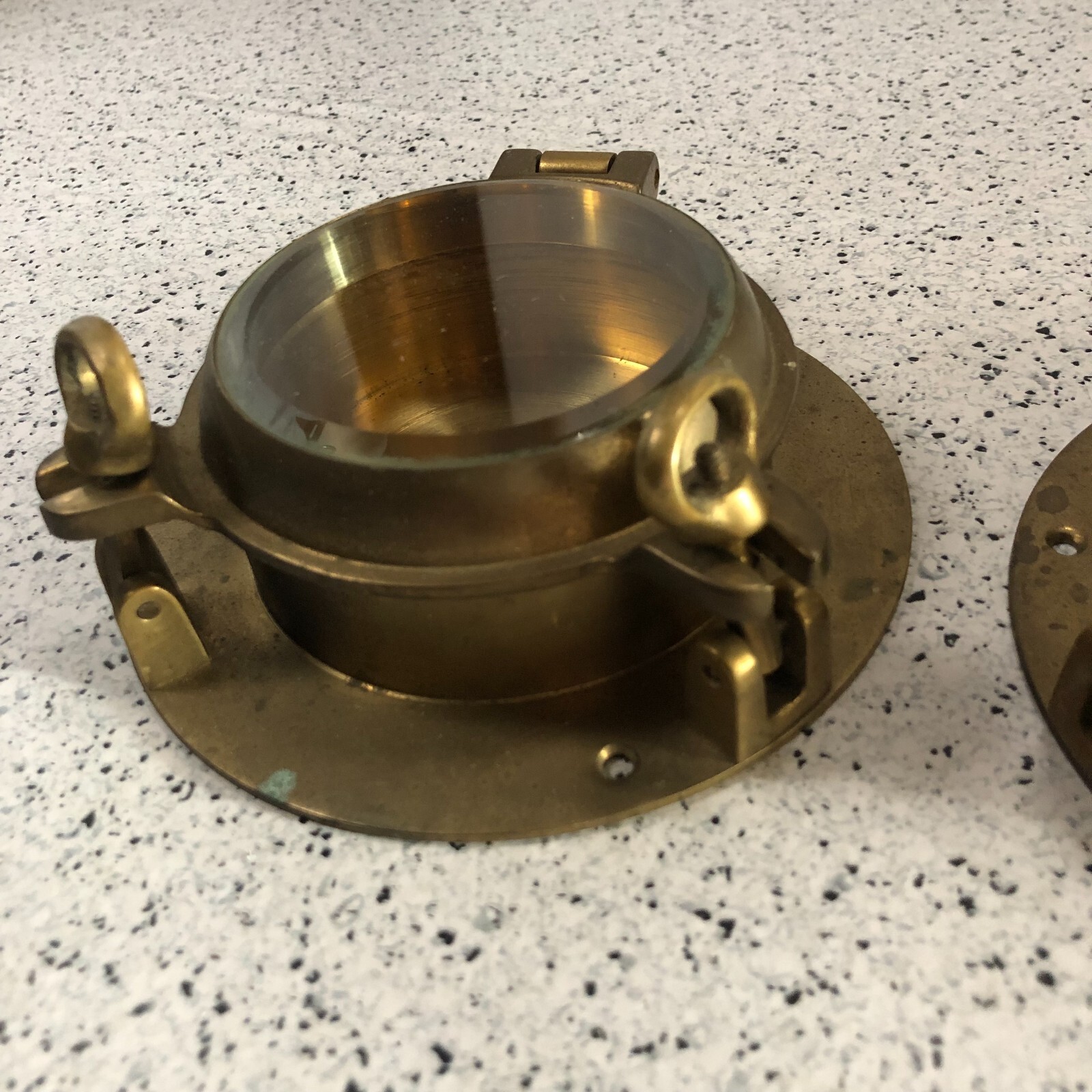 Vintage Brass Porthole Clock and Barometer Mounts- FOR PARTS/REPAIR ...