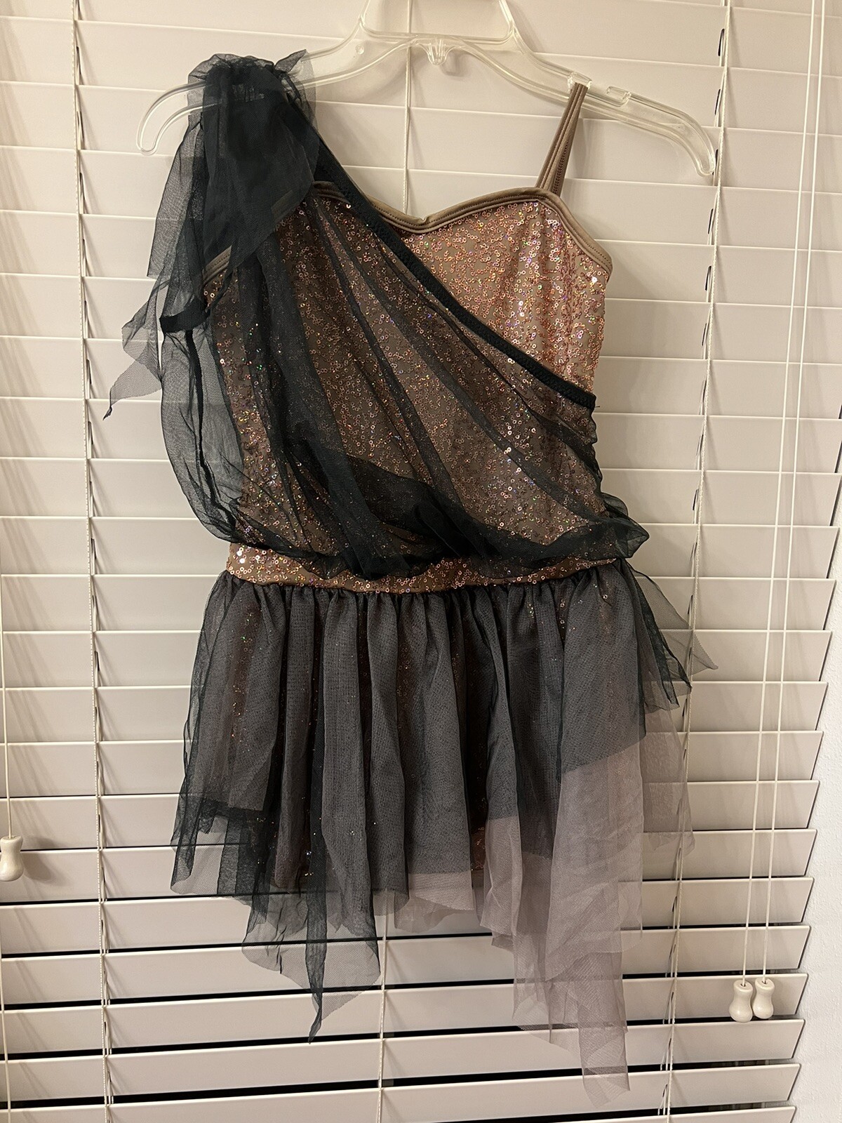 Curtain Call Dance Costume Lyrical Child Large Sequin Tulle Romper With ...