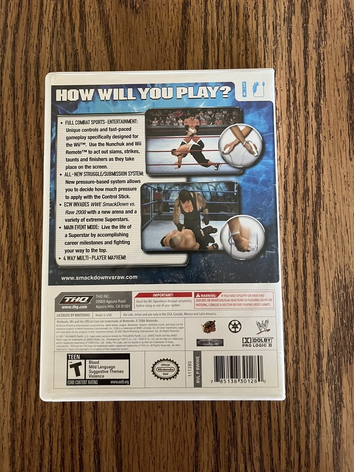 WWE SmackDown vs. Raw 2008 Featuring ECW (Nintendo Wii, 2007) Video ...