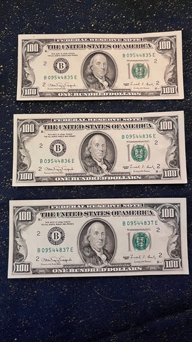 us paper currency lot uncirculated sequential 1990 $100 | eBay