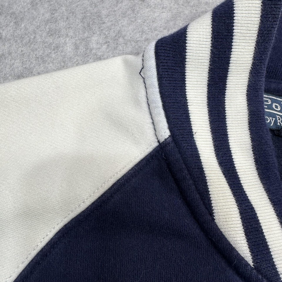 Polo Ralph Lauren Baseball Jacket Mens Medium Blue White Varsity Fleece ...