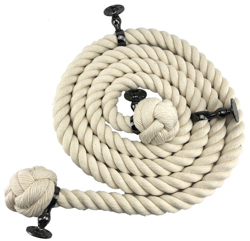 32mm Natural Cotton Bannister Stair Rope x 12 Foot c/w 4 Gun Metal ...