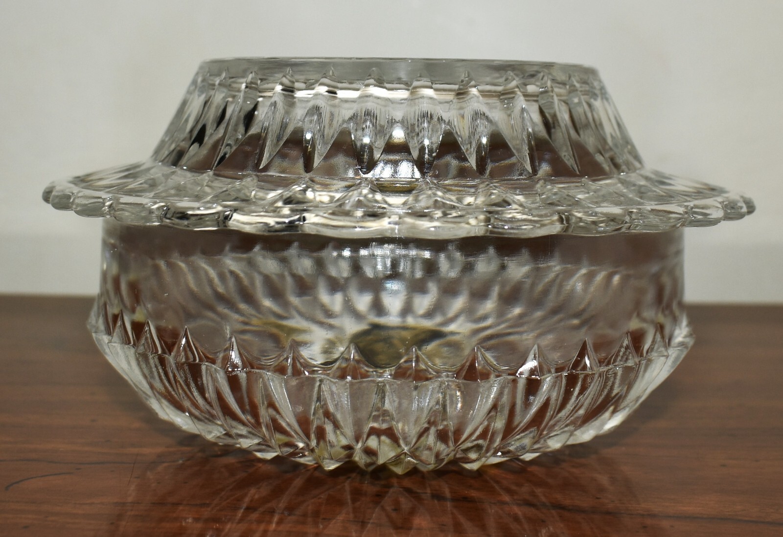 Vintage Hand Cut English Lead Crystal Covered Candy Butter Dish Brama ...