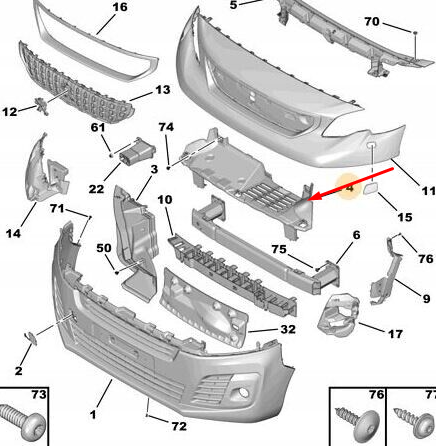 CITROEN JUMPY MK3 Front Bumper Support Trim 9808490680 New Genuine ...