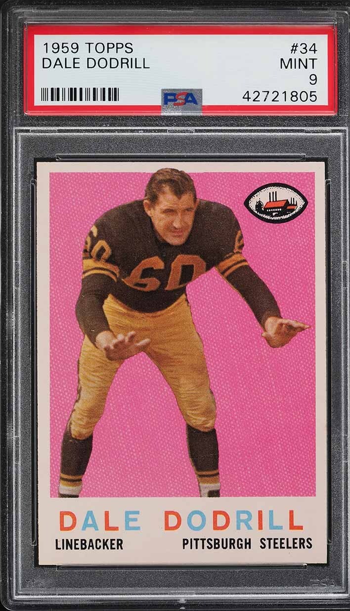 1959 Topps Football #34 Dale Dodrill - Pittsburgh Steelers PSA 9 MINT ...