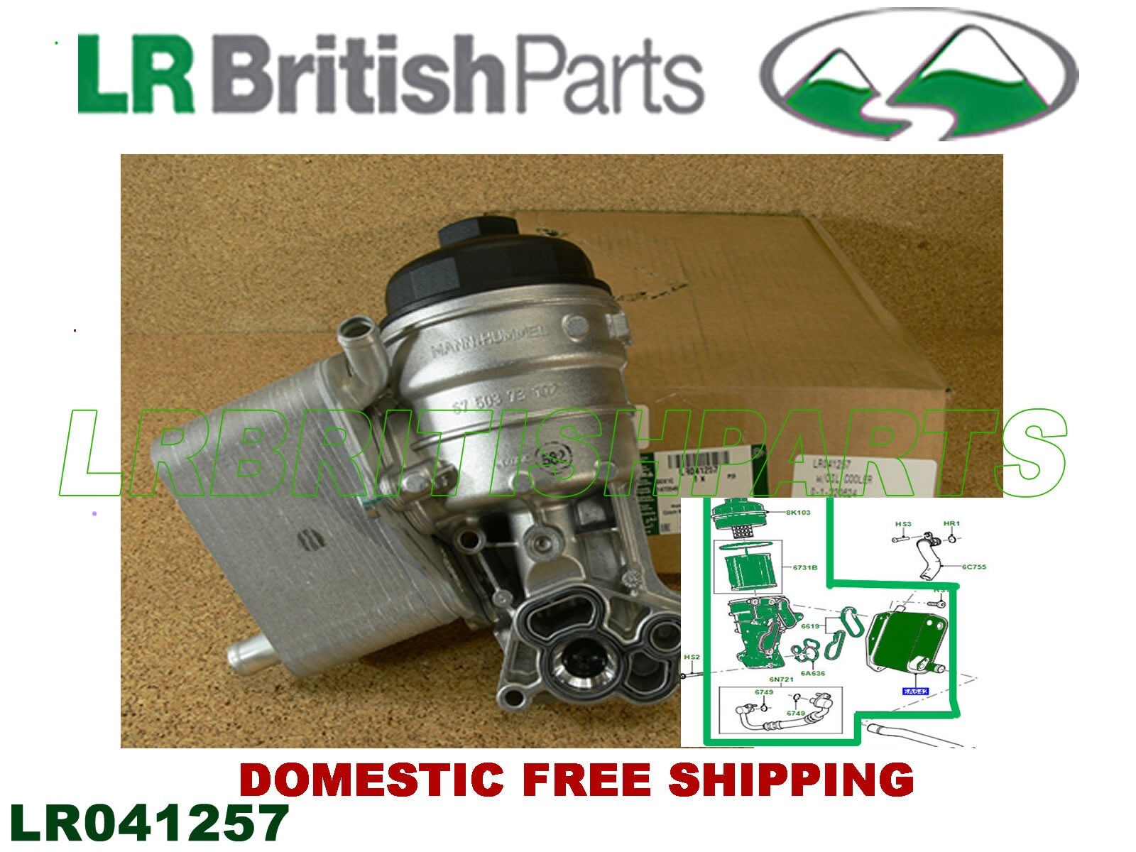 GENUINE LAND ROVER ENGINE OIL COOLER LR2 3.2L LR041257 | eBay