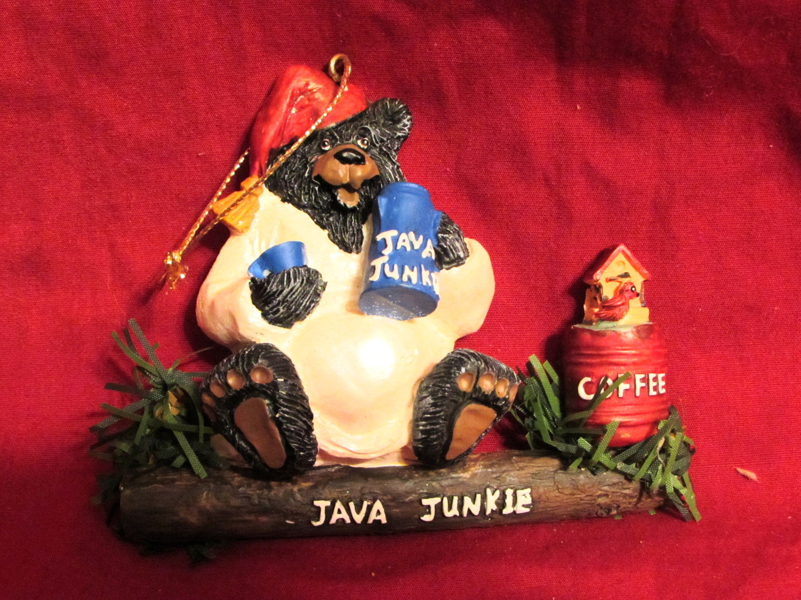 Java Junkie 4 inch ornament Sleepy Bear drinking coffee | eBay