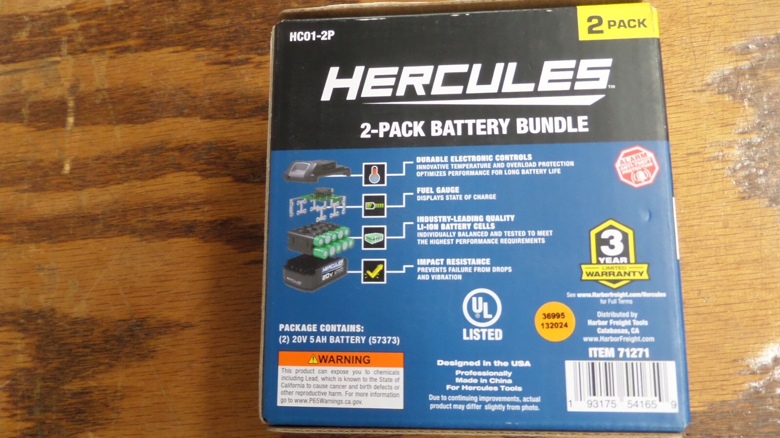 *NEW* Hercules 20V 5 Ah Lithium-Ion Battery Bundle, 2-Pack, 71271, HC01 ...