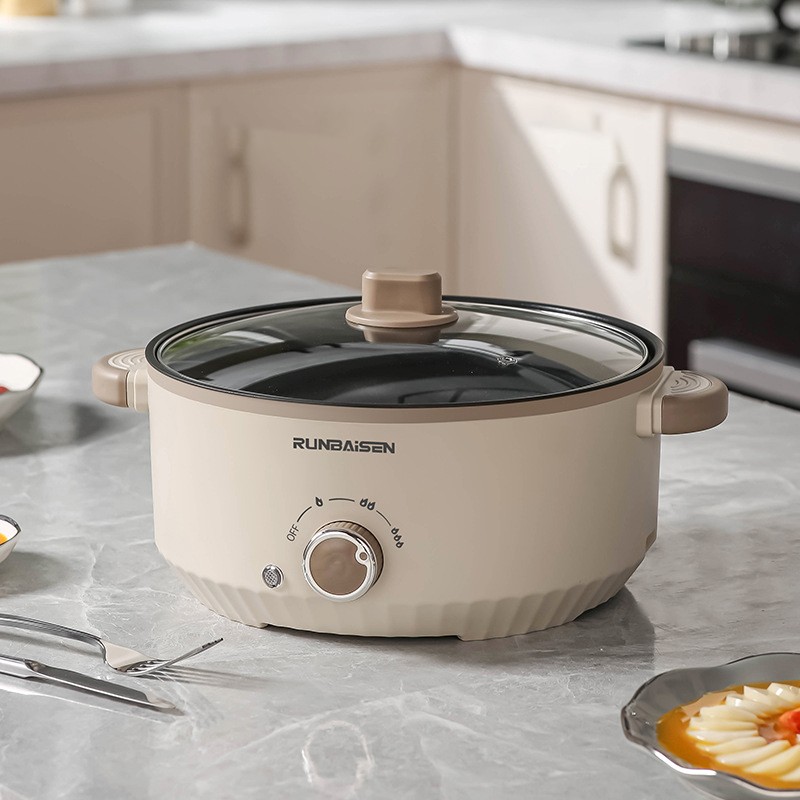 4L Electric Slow Cooker Glass Lid Non Stick Rice Cooking Frying Pan ...