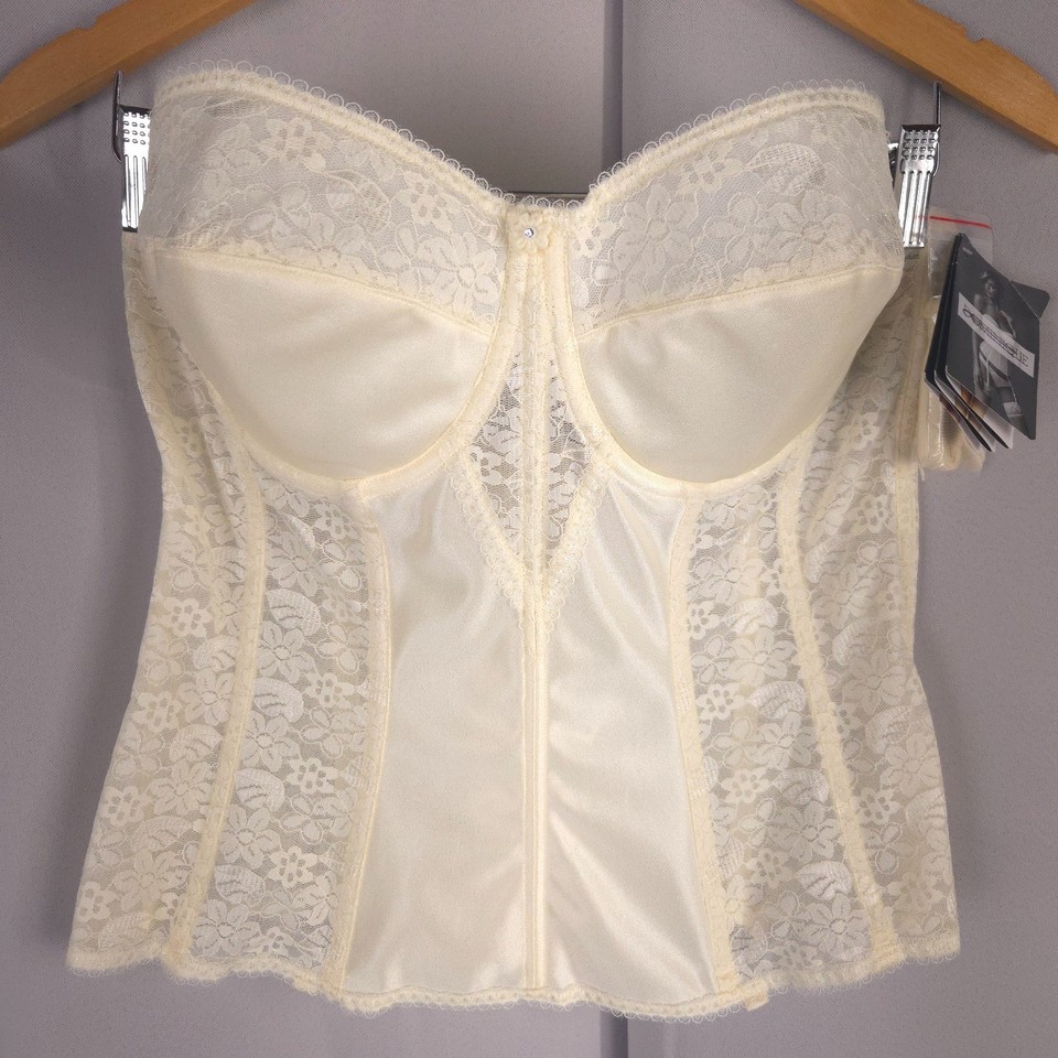 2 Dominique Bustier Corset Womens White Cream Boned Hook Eye Full ...